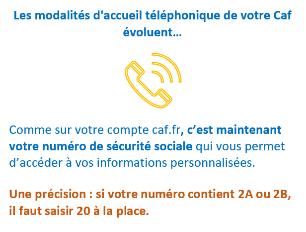 CAF - Accueil téléphonique on se connecte avec le numéro de sécurité sociale